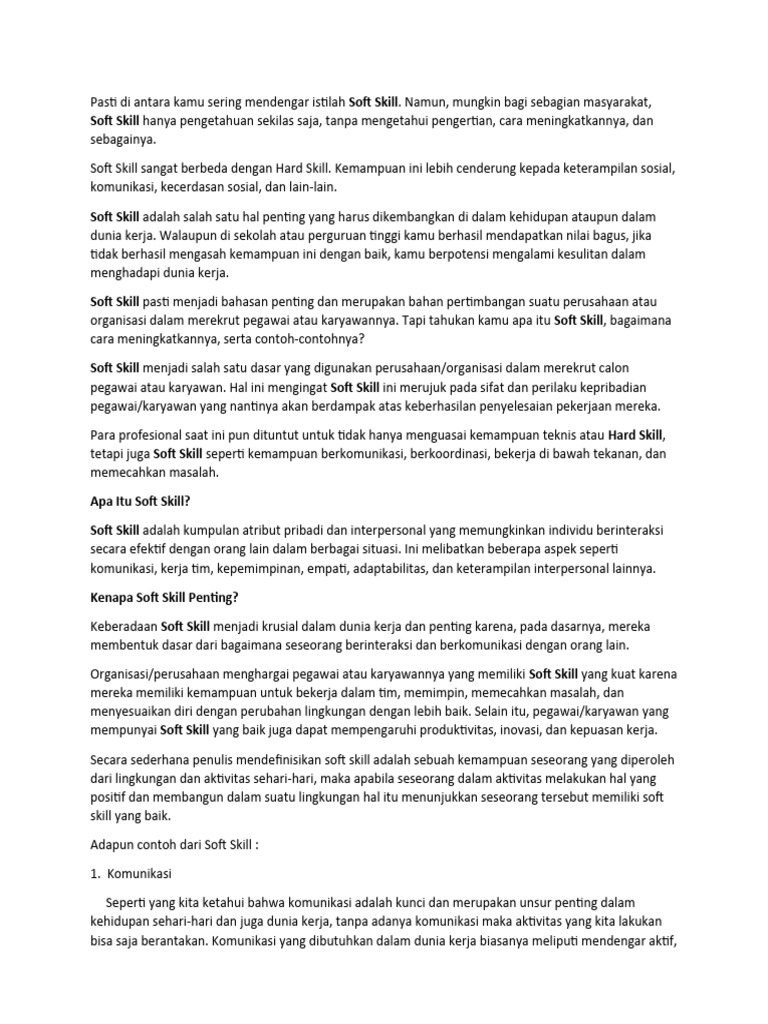 Apa Itu Soft Skill | PDF