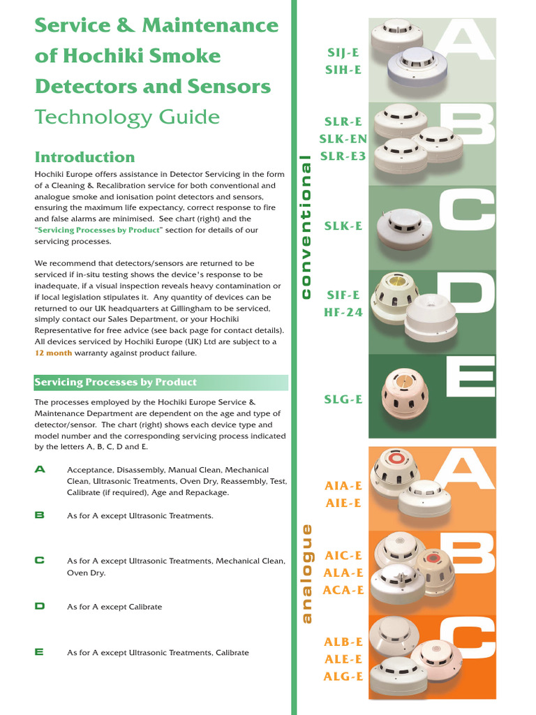 Hochiki Smoke Detector Maintenance Guide | PDF | Calibration | Sensor