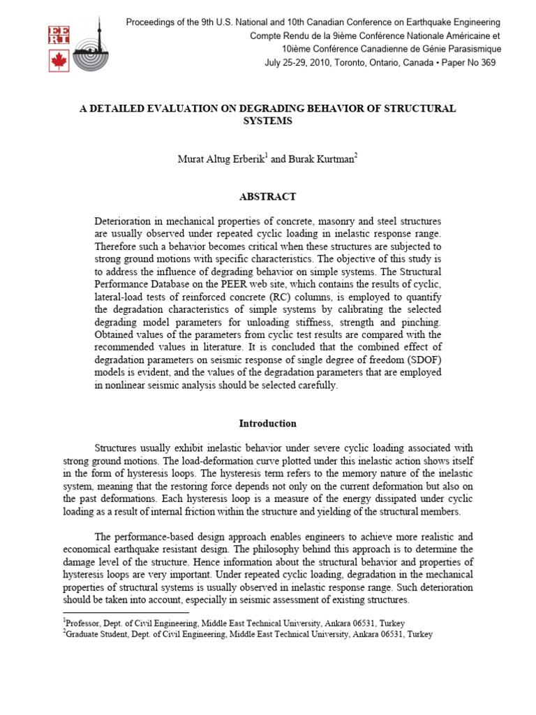 A Detailed Evaluation On Degrading Behavior of Structural Systems 2 PDF ...