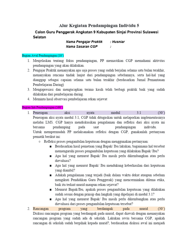 Pendampingan Individu CGP Angkatan 9 | PDF | Karier & Perkembangan | Bisnis