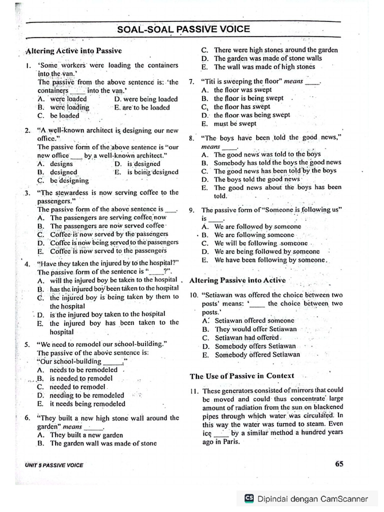 Latihan soal passive voice | PDF Latihan soal passive voice | PDF