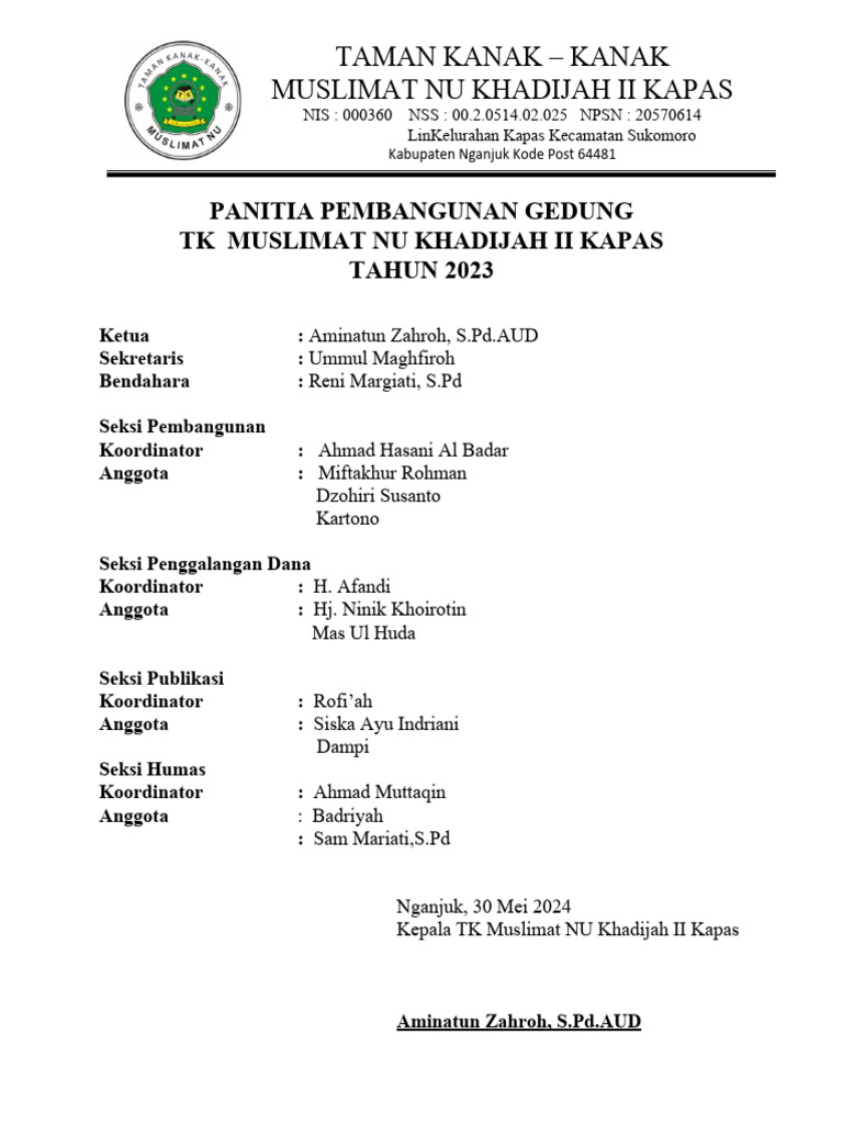 SK Tim Pelaksana Hibah | PDF