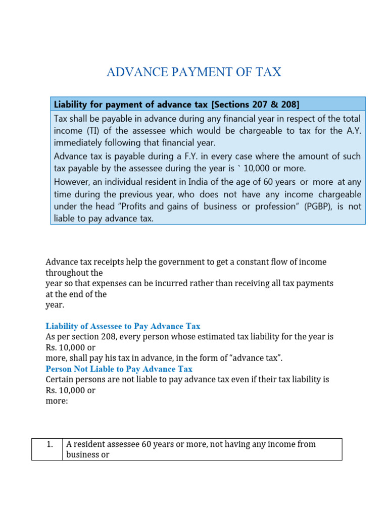 Advance Payment of Tax | PDF | Taxes | Taxpayer
