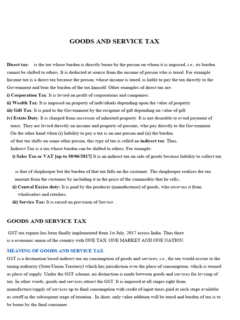 GOODS AND SERVICE TAX New | PDF | Taxes | Value Added Tax