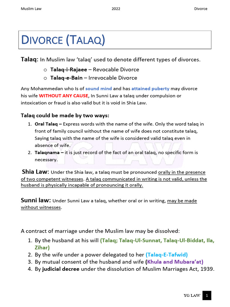 Divorce - Muslim Law - YG Notes - 6963551 - 2024 - 05 - 30 - 11 - 14 ...