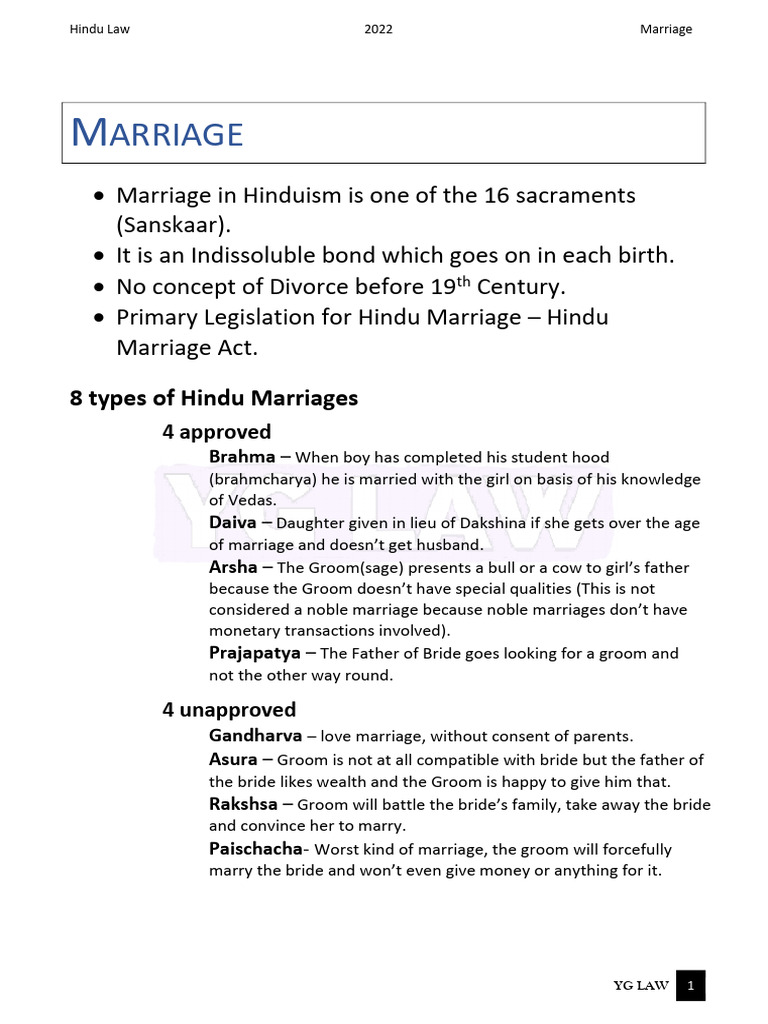Types and Conditions of Hindu Marriage | PDF | Marriage | Marriage ...