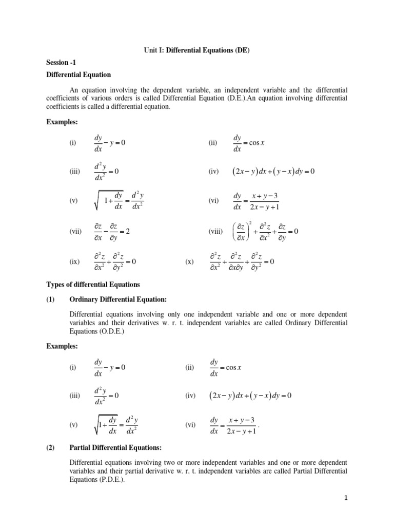 M2 Imp Unit1 | PDF | Equations | Partial Differential Equation