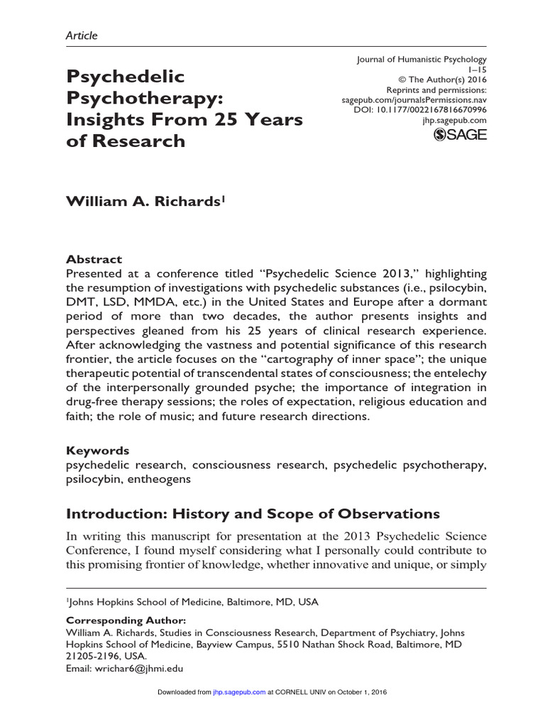 Psychedelic Psychotherapy Insights | PDF | Psychedelic Drugs | Psychotherapy