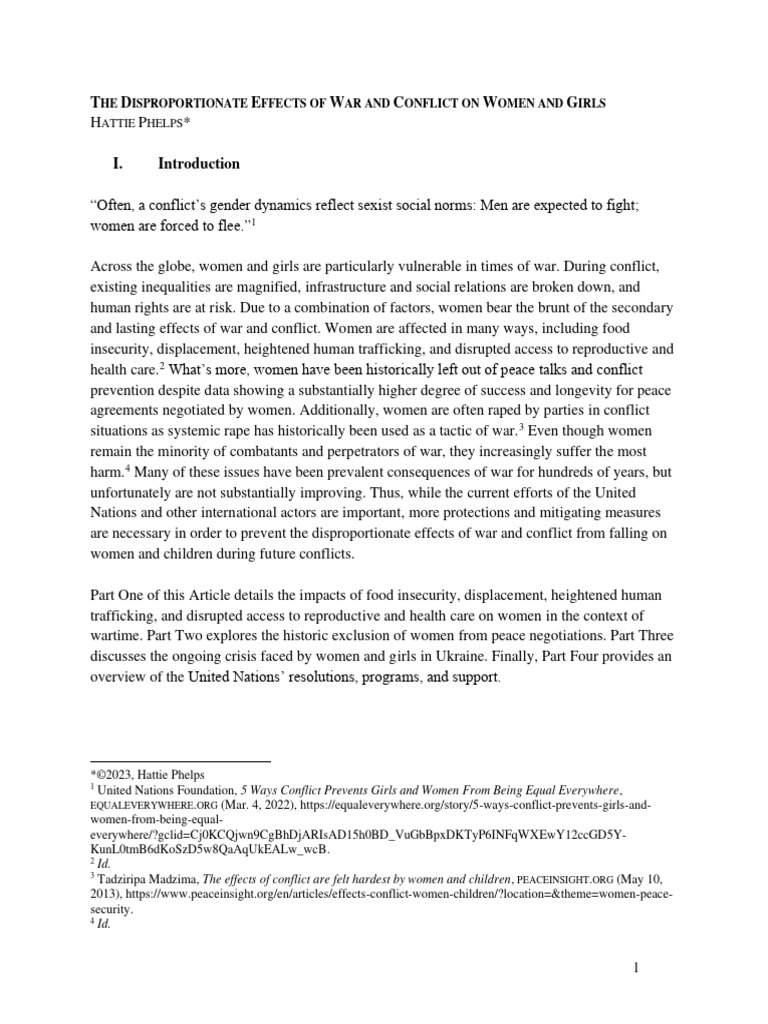 The Disproportionate Effects of War and Conflict On Women and Girls ...