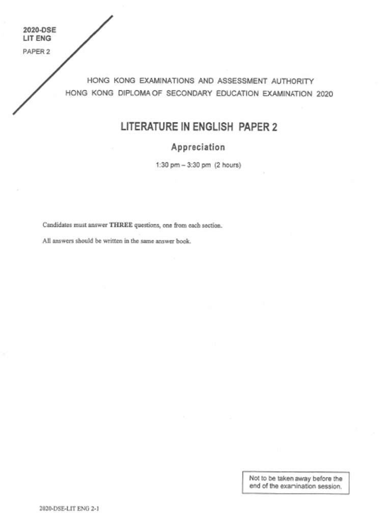 2020 Eng Lit Paper 2 QP | PDF