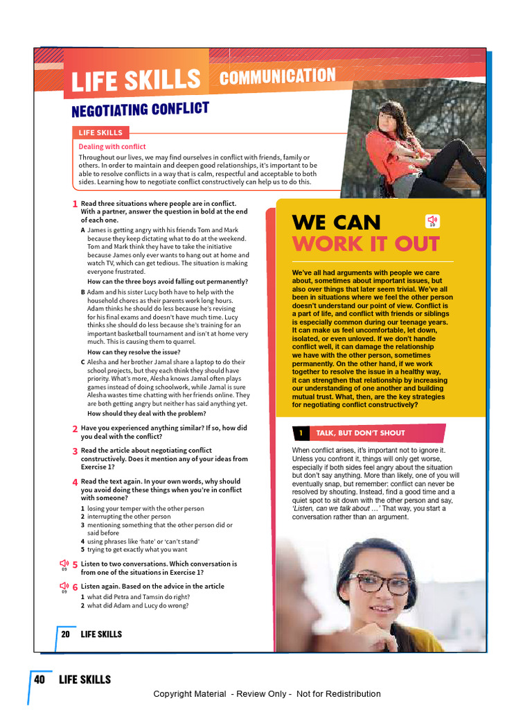Life Skills. Negotiating Conflict | PDF | Sibling