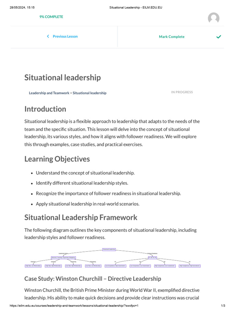 Situational Leadership - EILM - EDU.EU | PDF | Leadership | Cognitive ... Situational Leadership - EILM - EDU.EU | PDF | Leadership | Cognitive ...