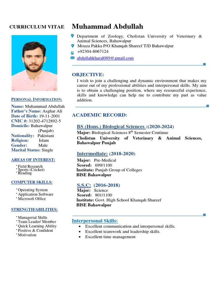 Muhammad Abdullah CV | PDF