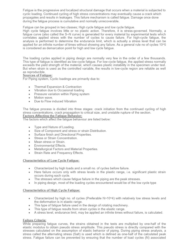 Fatigue Pipe Stress | Download Free PDF | Fatigue (Material) | Fracture