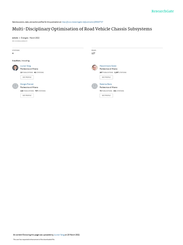Multi-Disciplinary Optimisation of Road Vehicle Chassis Subsystems | PDF | Mathematical ...