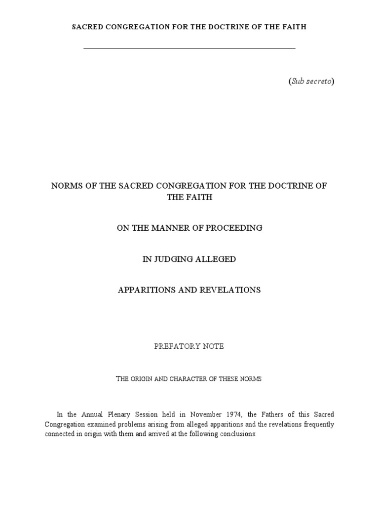 Normae Congregationis (2010 Translation) | PDF | Marian Apparition | Catholic Church