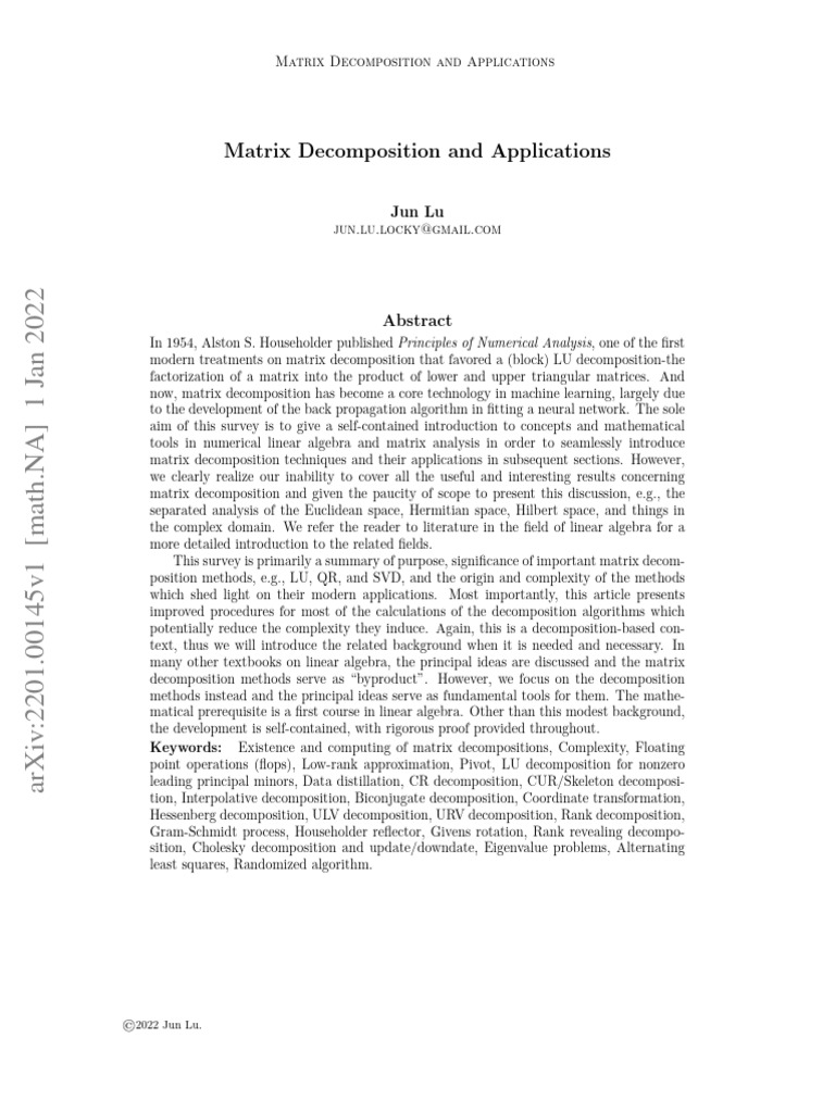 Matrix Decomposition for ML Experts | PDF | Eigenvalues And ...