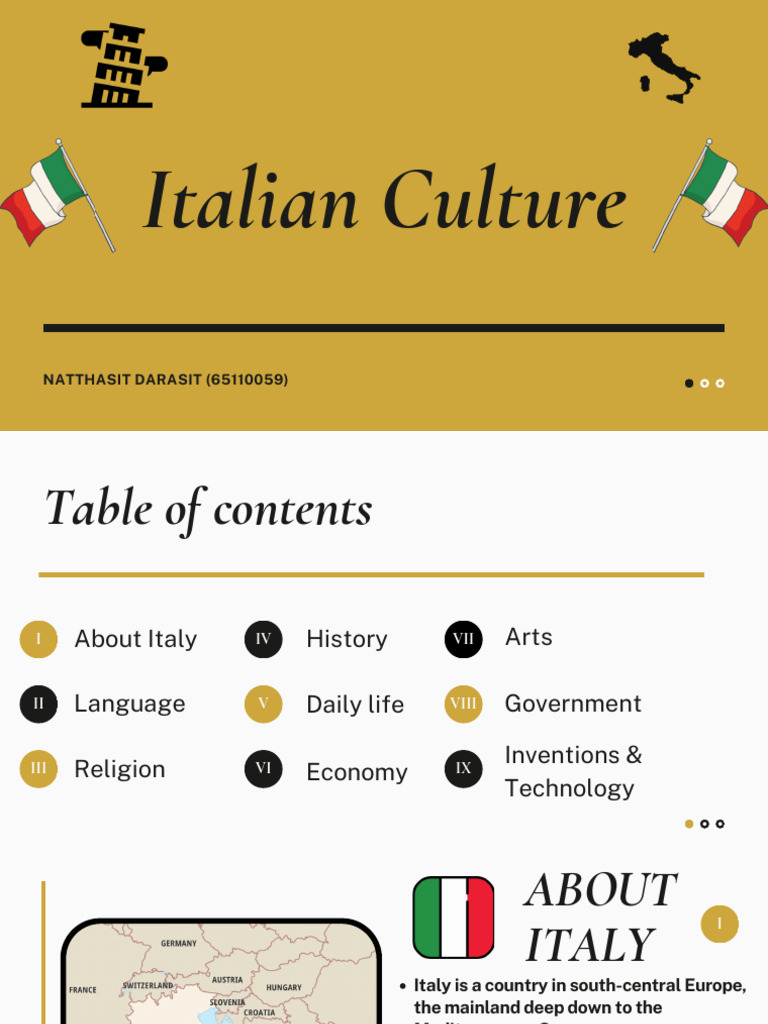 Italian Culture Presentation | Download Free PDF | Italy | Benito Mussolini