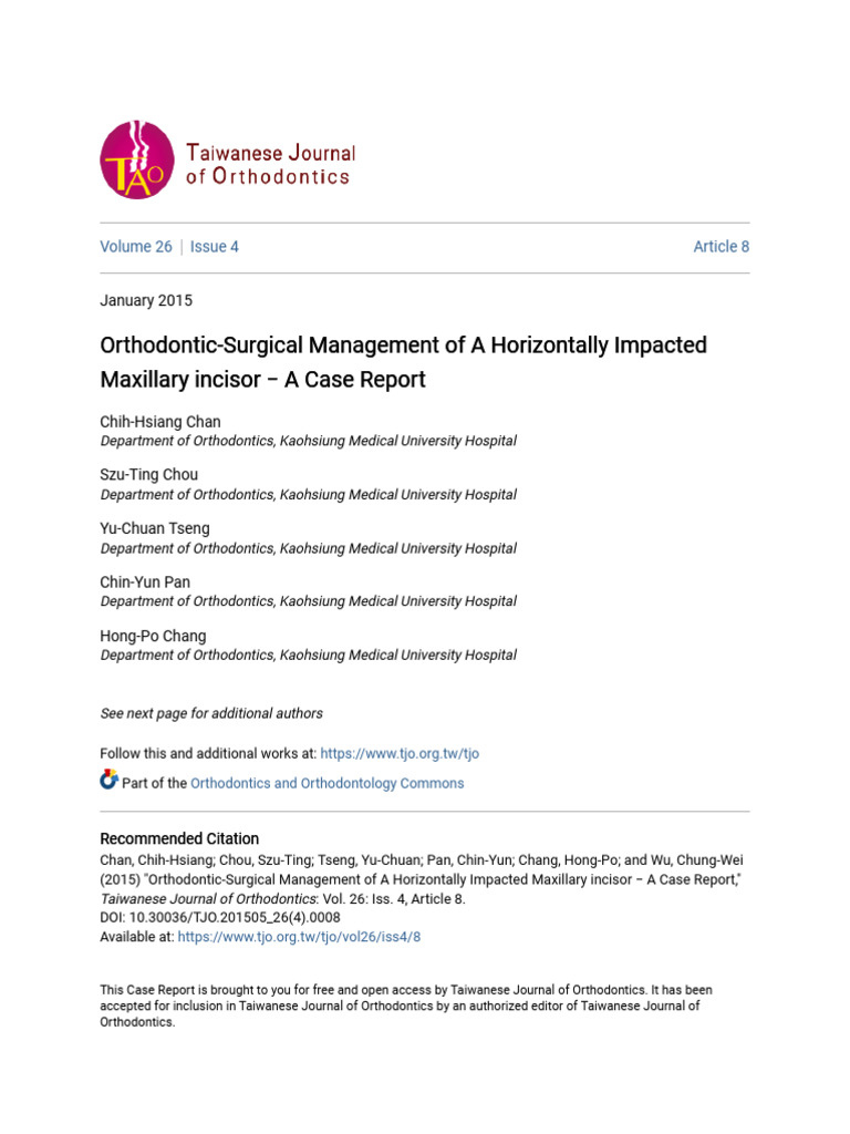 Orthodontic-Surgical Management of A Horizontally Impacted Maxill | PDF ...