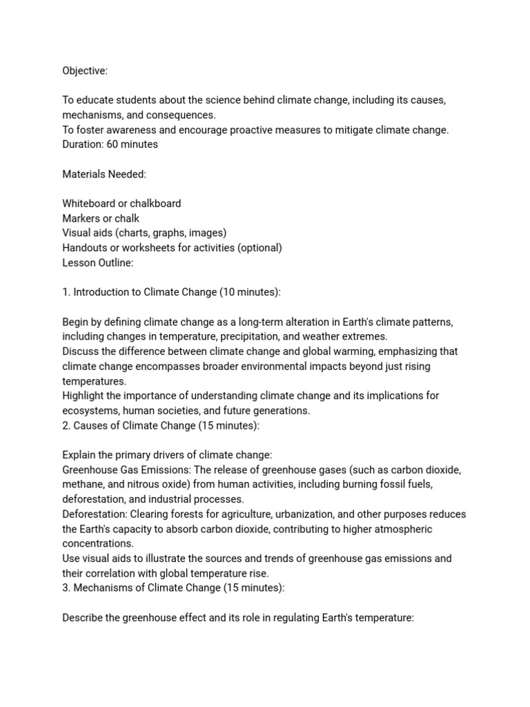 Lesson Title - Climate Change - Understanding The Science and Impacts ...