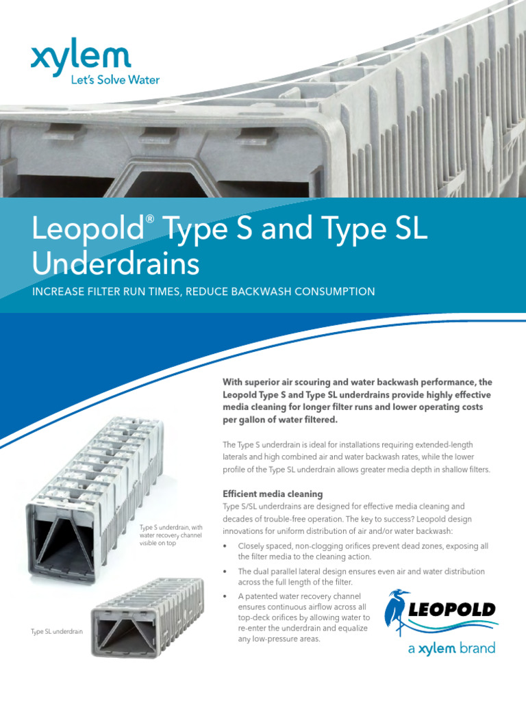 Leopold Type S - SL Underdrain Datasheet Us | PDF | Home & Garden