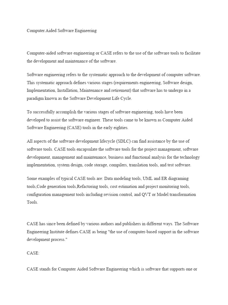 Computer Aided Software Engineering | PDF | Software Development | Software Development Process