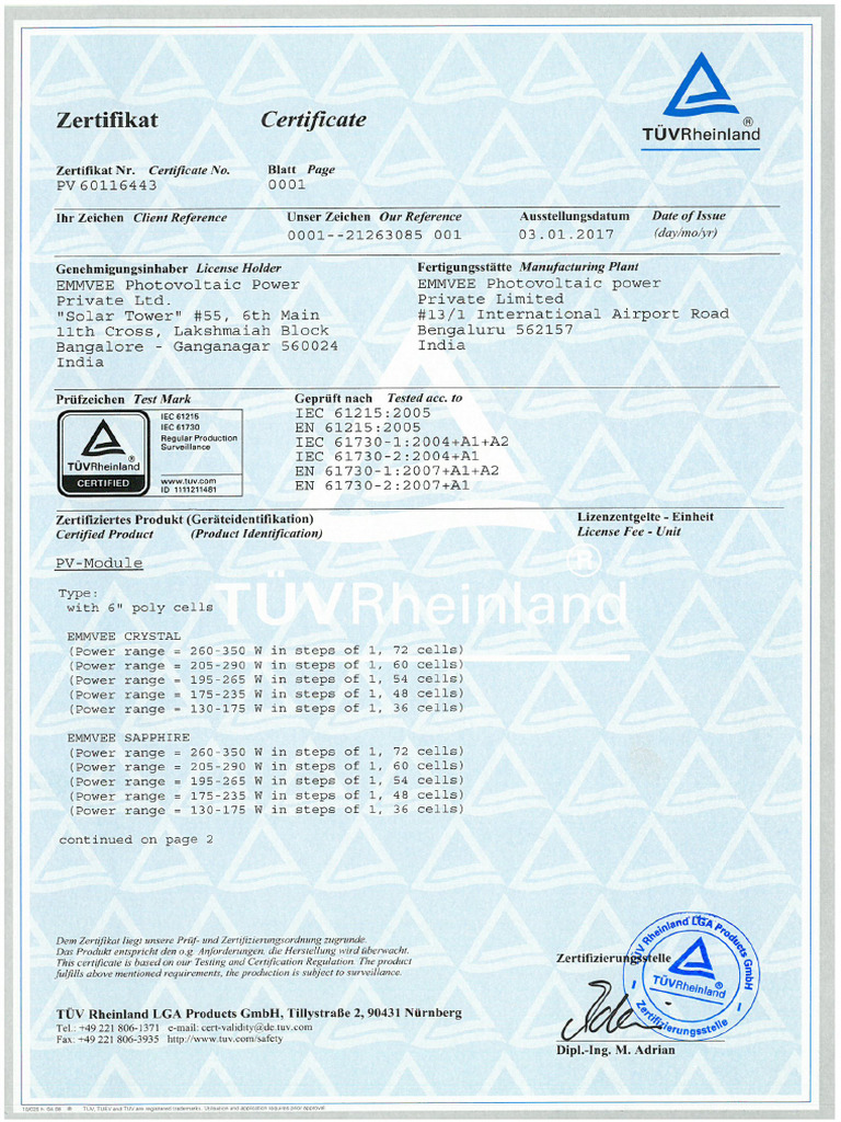 Iec - 61215 & 61730emmvee | PDF