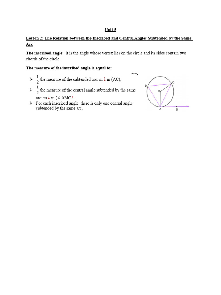 Inscribed vs Central Angles Explained | PDF