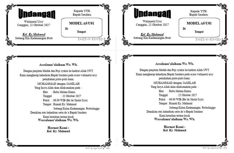 A5 Undangan Walimatul Ursy A5 Model U01 | PDF