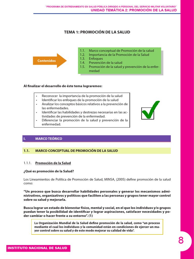 Separata 1 Promocion de La Salud. | PDF | Derechos humanos | Salud pública