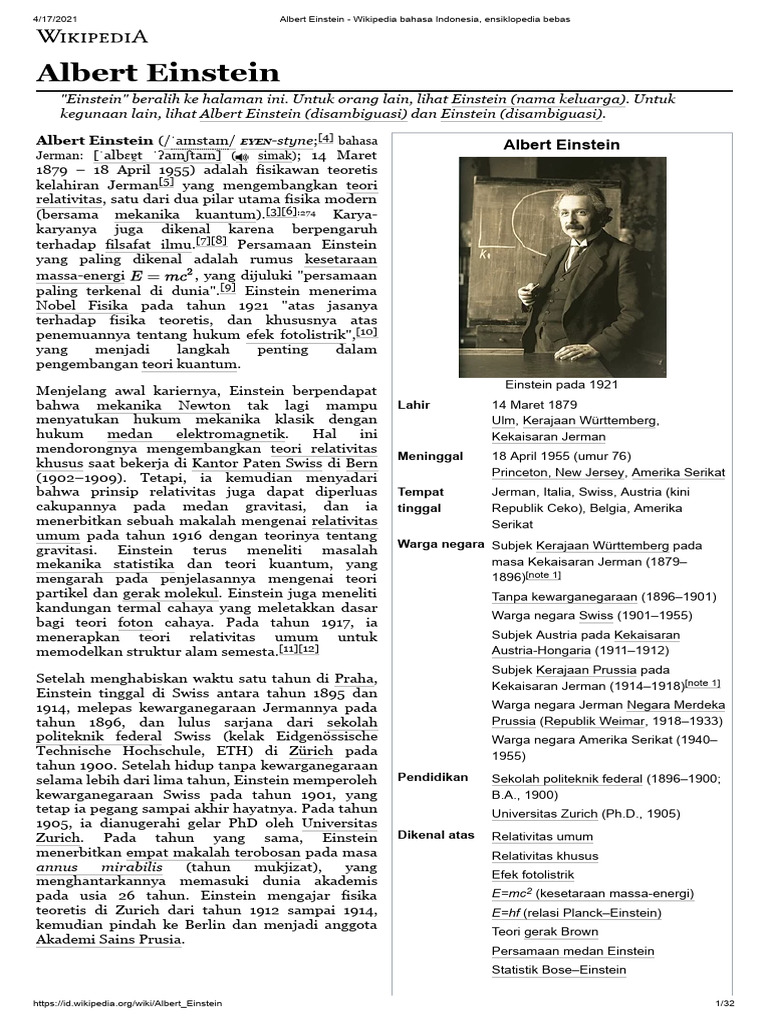 Albert Einstein | PDF | Filsafat | Sejarah