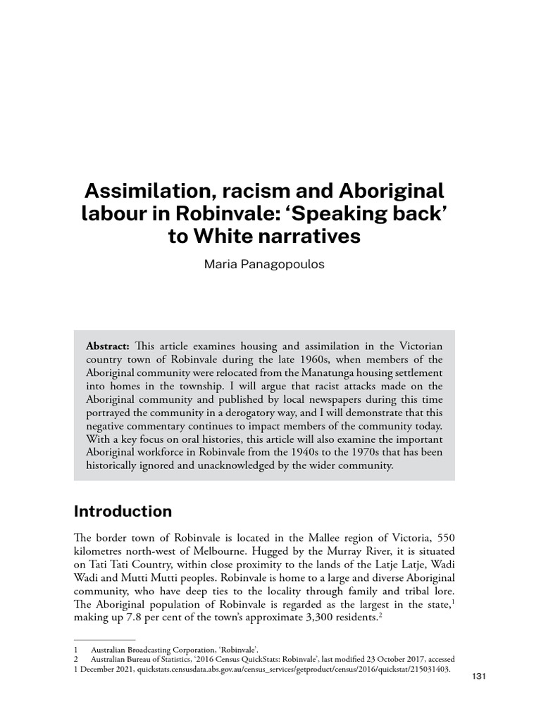 06 Panagopoulos | PDF | Indigenous Australians | Cultural Assimilation