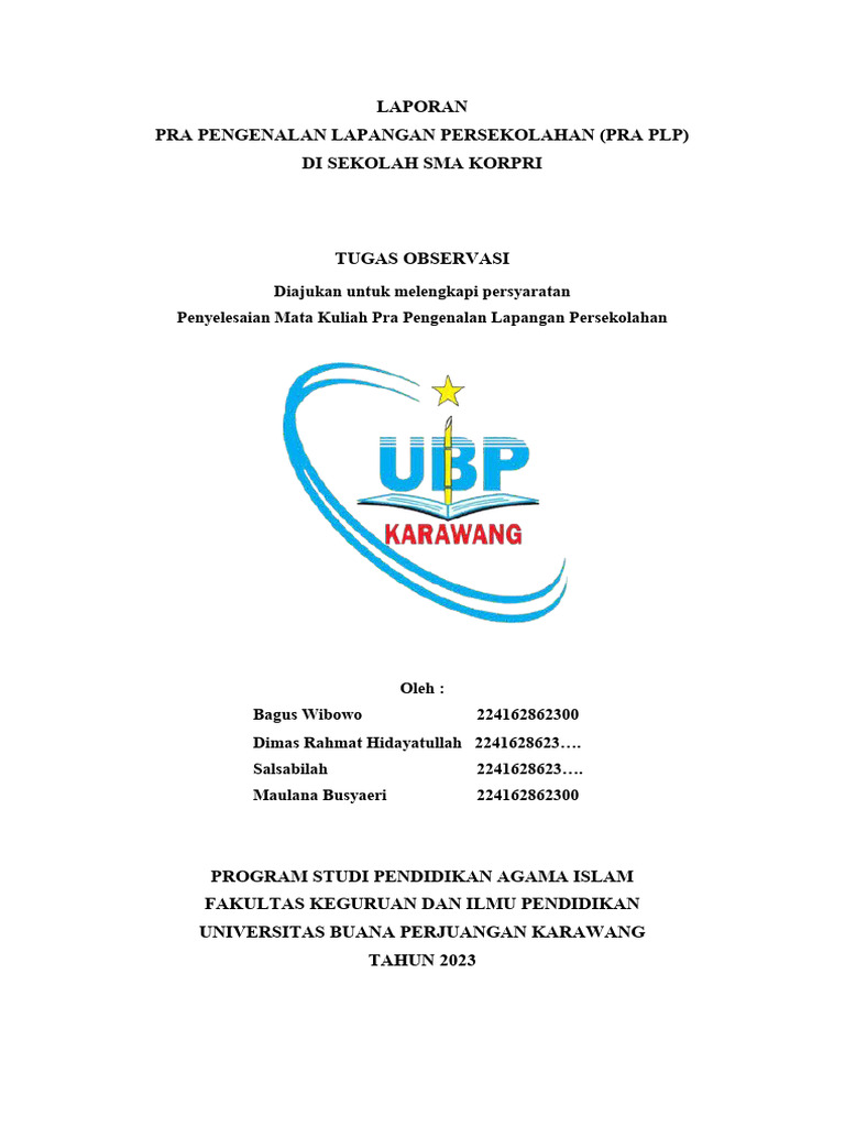 Laporan Pra PLP | PDF