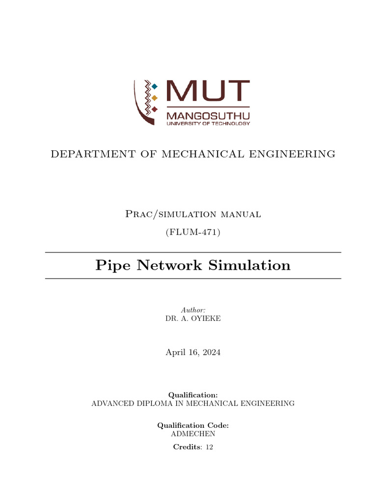 Prac1 - Pipe Networks | PDF | Simulation | Mathematical Optimization