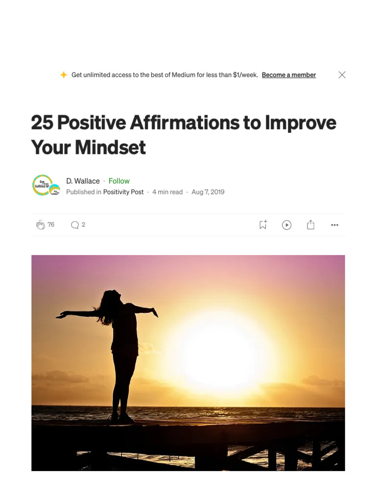 25 Positive Affirmations to Improve Your Mindset _ by D. Wallace ...