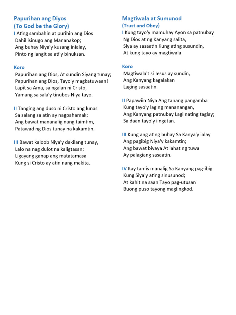 Tagalog Hymns | PDF