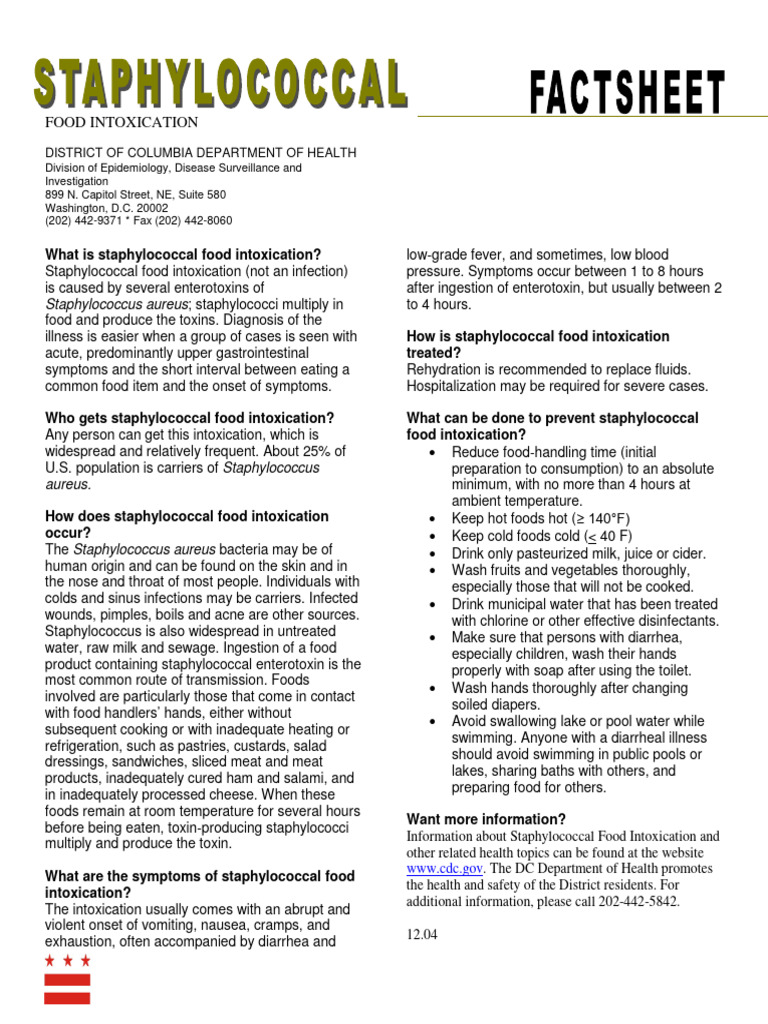 Staph Food Intoxication | Download Free PDF | Staphylococcus | Health ...