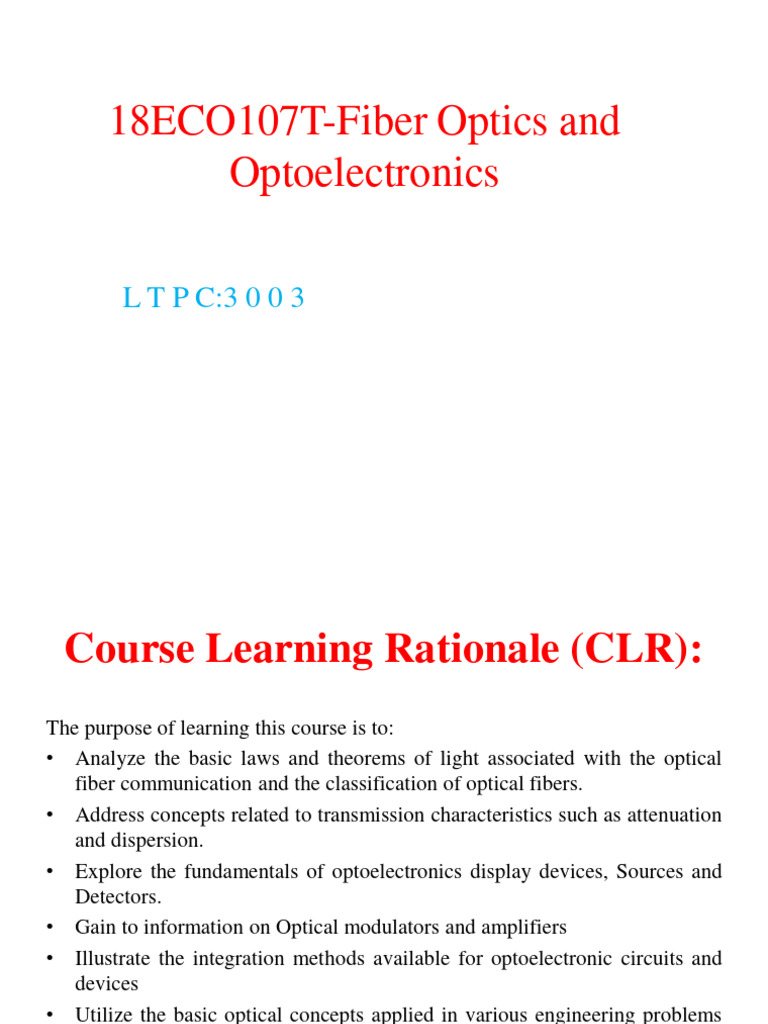 Fiber Optics & Optoelectronics Guide | PDF | Optical Fiber | Light