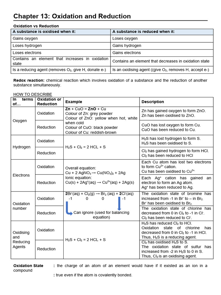 Chapter 13 - Redox | Download Free PDF | Redox | Chlorine