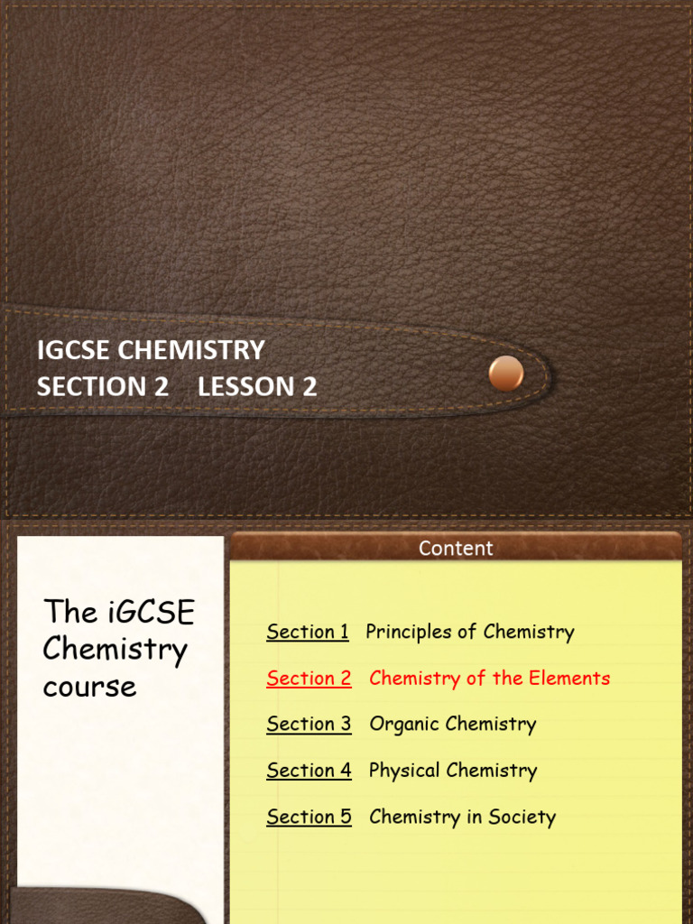 Igcse Chemistry Section 2 Lesson 2 Pdf Chlorine Iodine