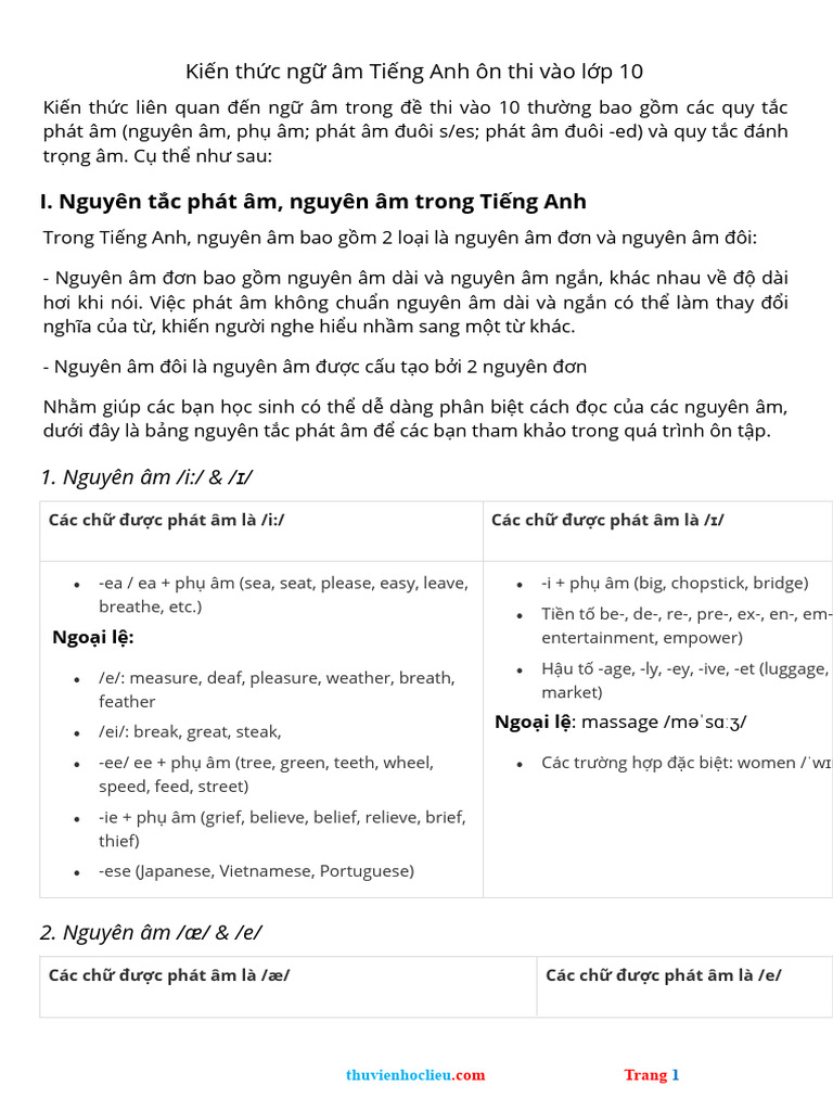 N I Dung Ôn Thi TS10 Anh TPHCM | PDF