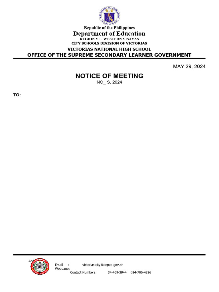 Notice of Meeting Format | PDF