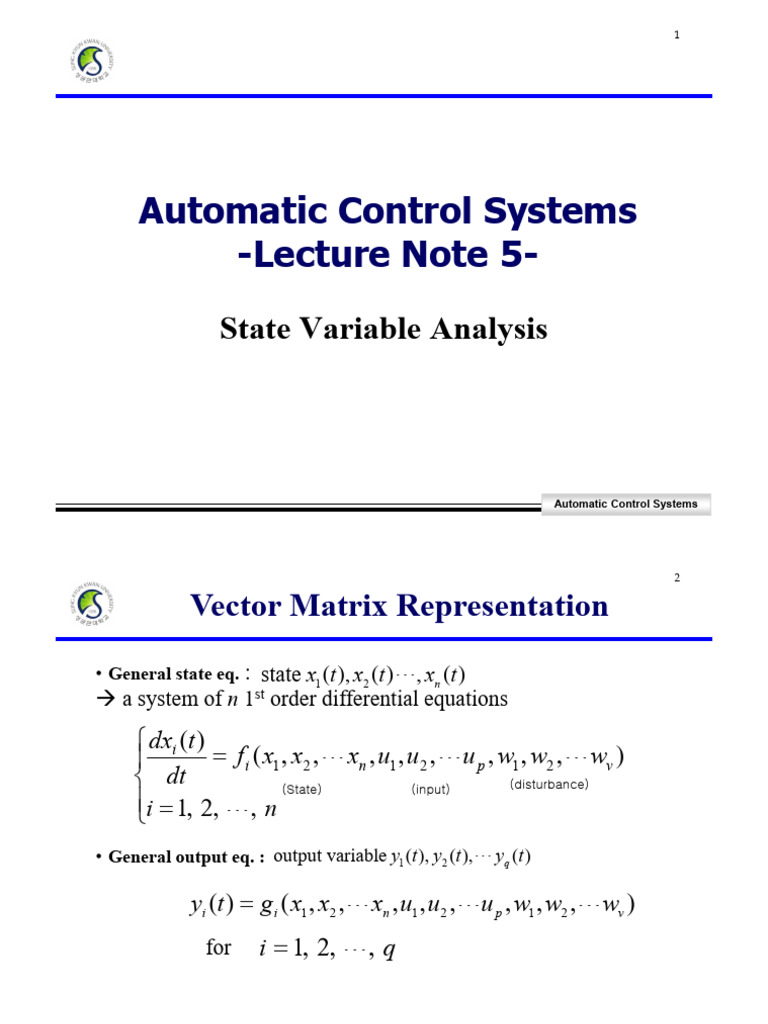 Automatic Control 5 (State Variable Analysis) | PDF | Eigenvalues And Eigenvectors | Applied ...