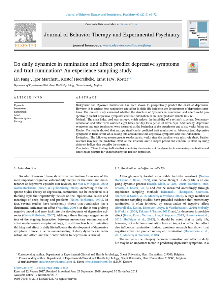 RRS (2019) | PDF | Major Depressive Disorder | Affect (Psychology)