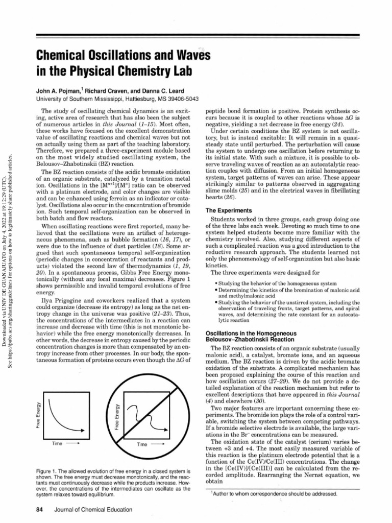 Chemical Oscillations in PhysChem lab | PDF | Chemical Reactions ...