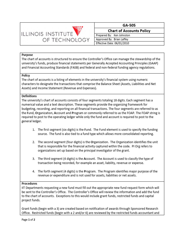 Chart of Accounts Policy | Download Free PDF | Generally Accepted ...