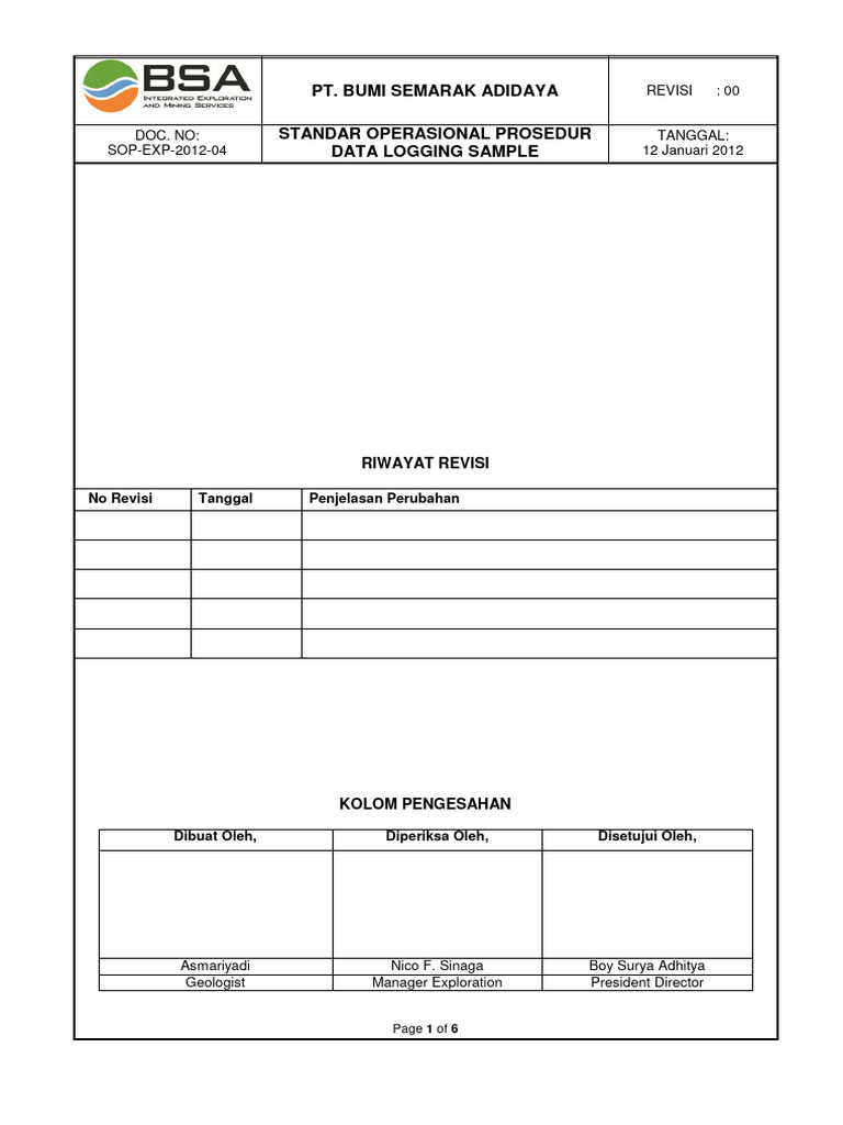 SOP-EXP-2012-04-Logging Sample | PDF