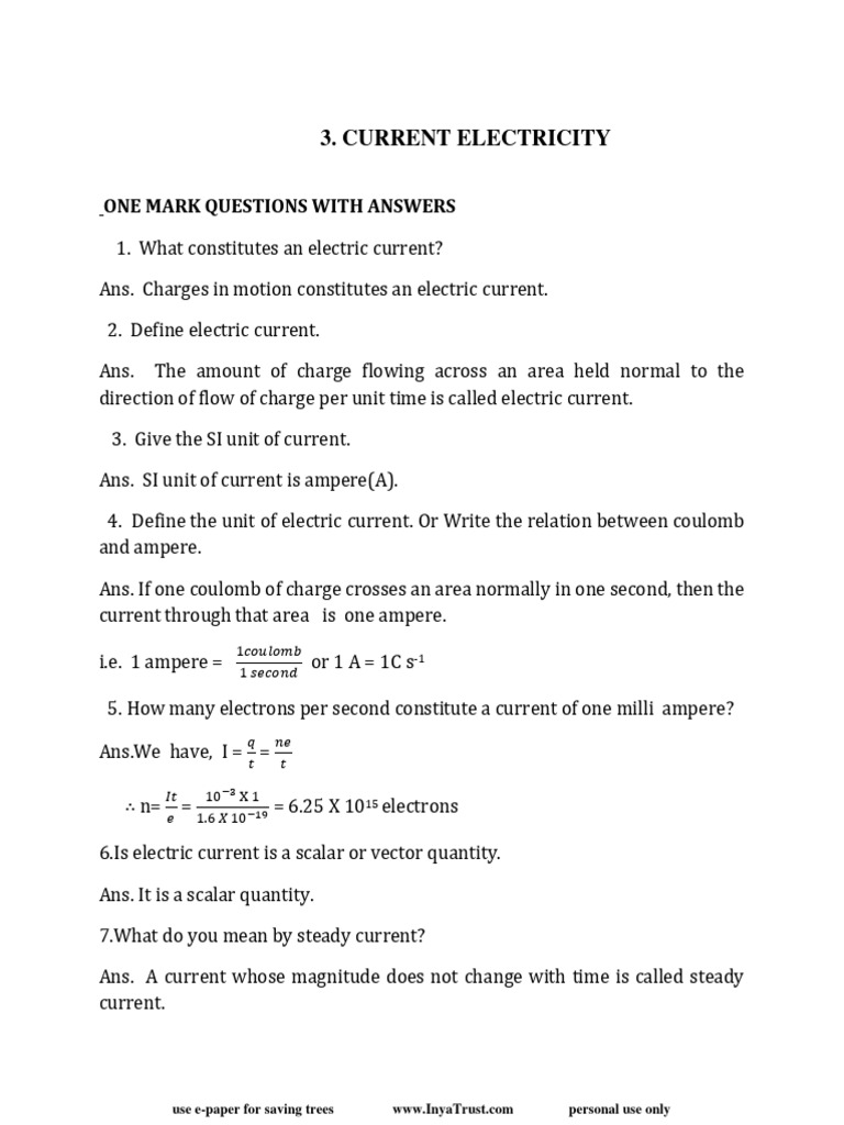 Current Electricity | PDF | Electrical Resistivity And Conductivity | Electric Current