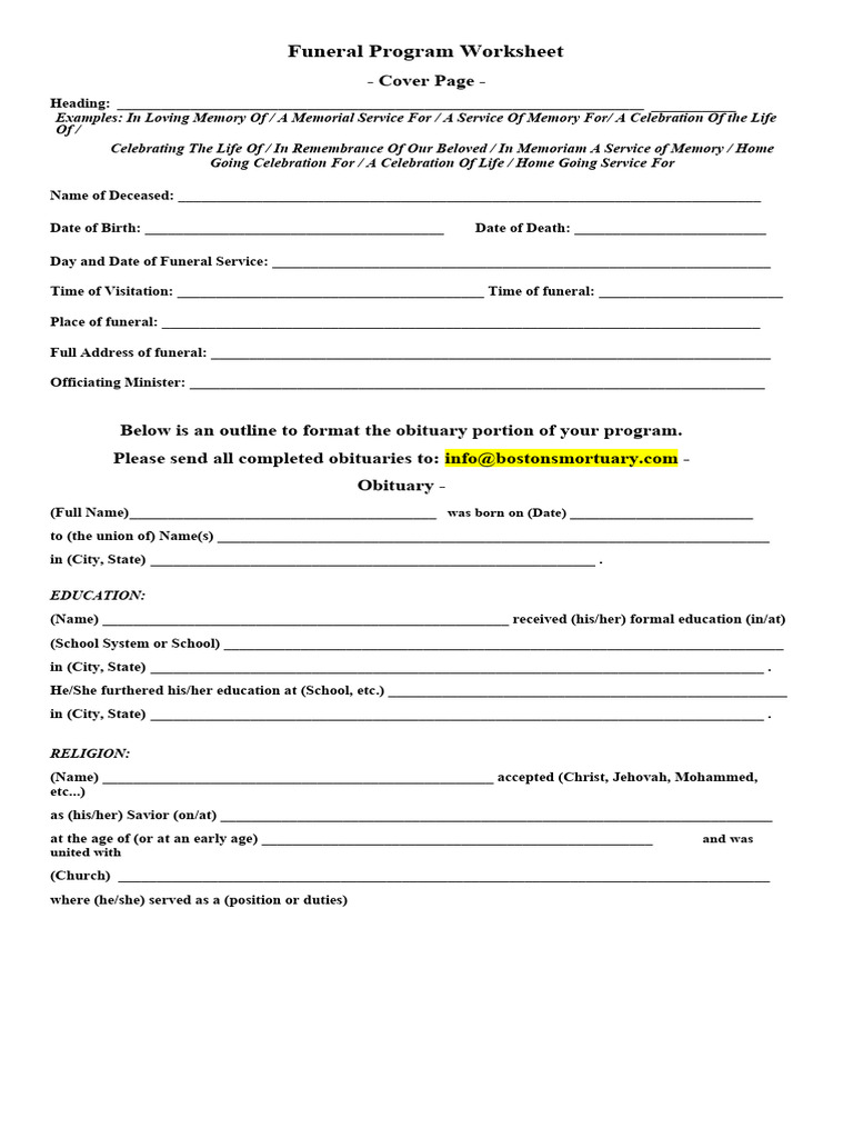 Funeral Program Template 17 | PDF | Funeral
