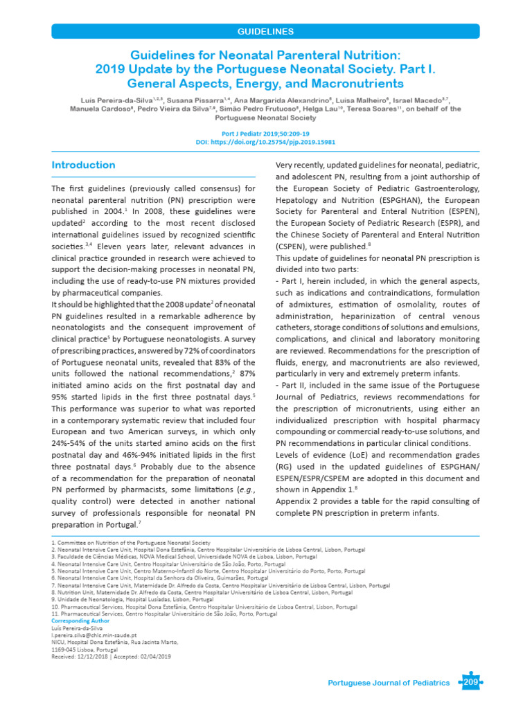 2019 Update on Neonatal PN Guidelines | PDF | Hyperglycemia | Preterm Birth
